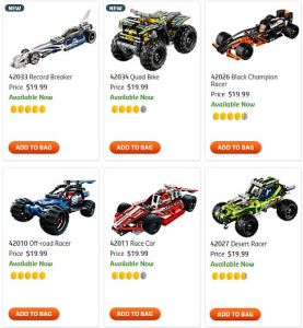LEGO Technic pull-back racers