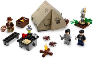 Minifigs camping out with LEGO tents
