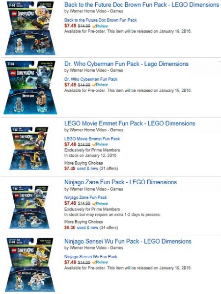 LEGO Dimensions packs on sale at Amazon