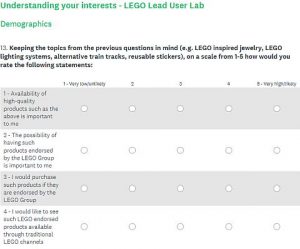LEGO Lead User Lab Community Survey