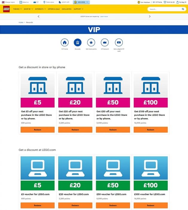 LEGO VIP Reward Center Updates & Changes