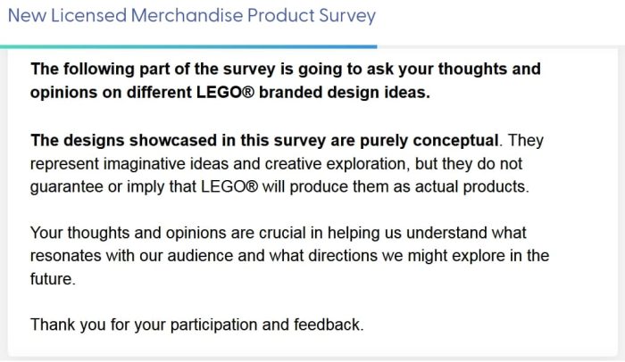 LEGO Licensed Merchandise Ideas Survey